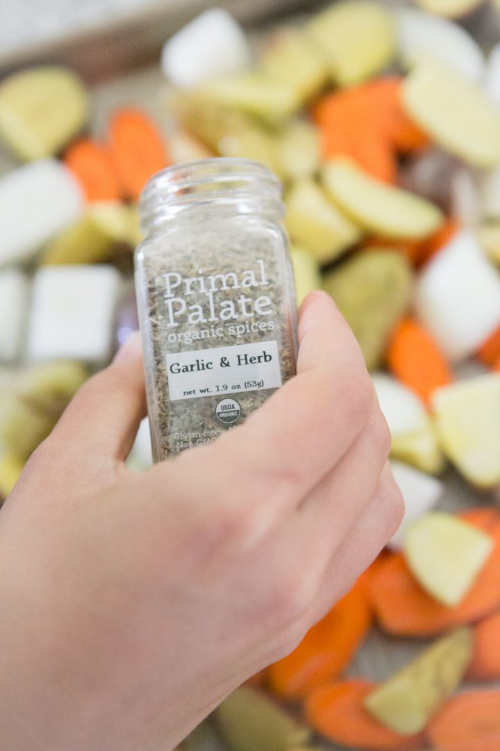 Roasted Root Vegetables with Sausage | Primal Palate | Paleo Recipes