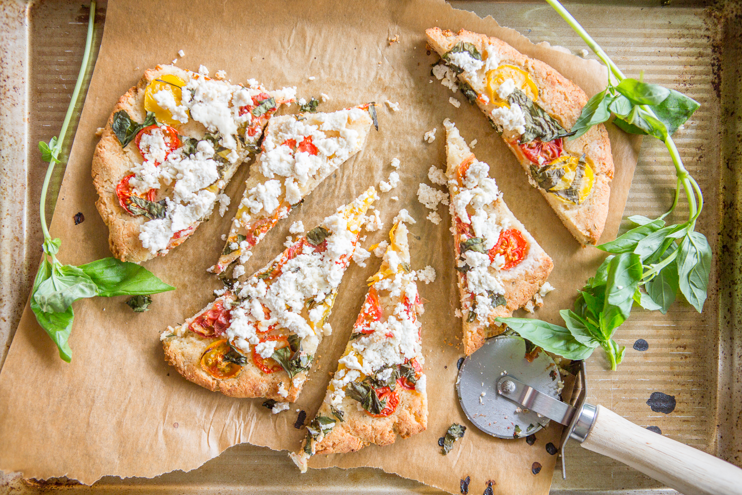 Tomato, Basil, and Ricotta Flatbread | Primal Palate | Paleo Recipes